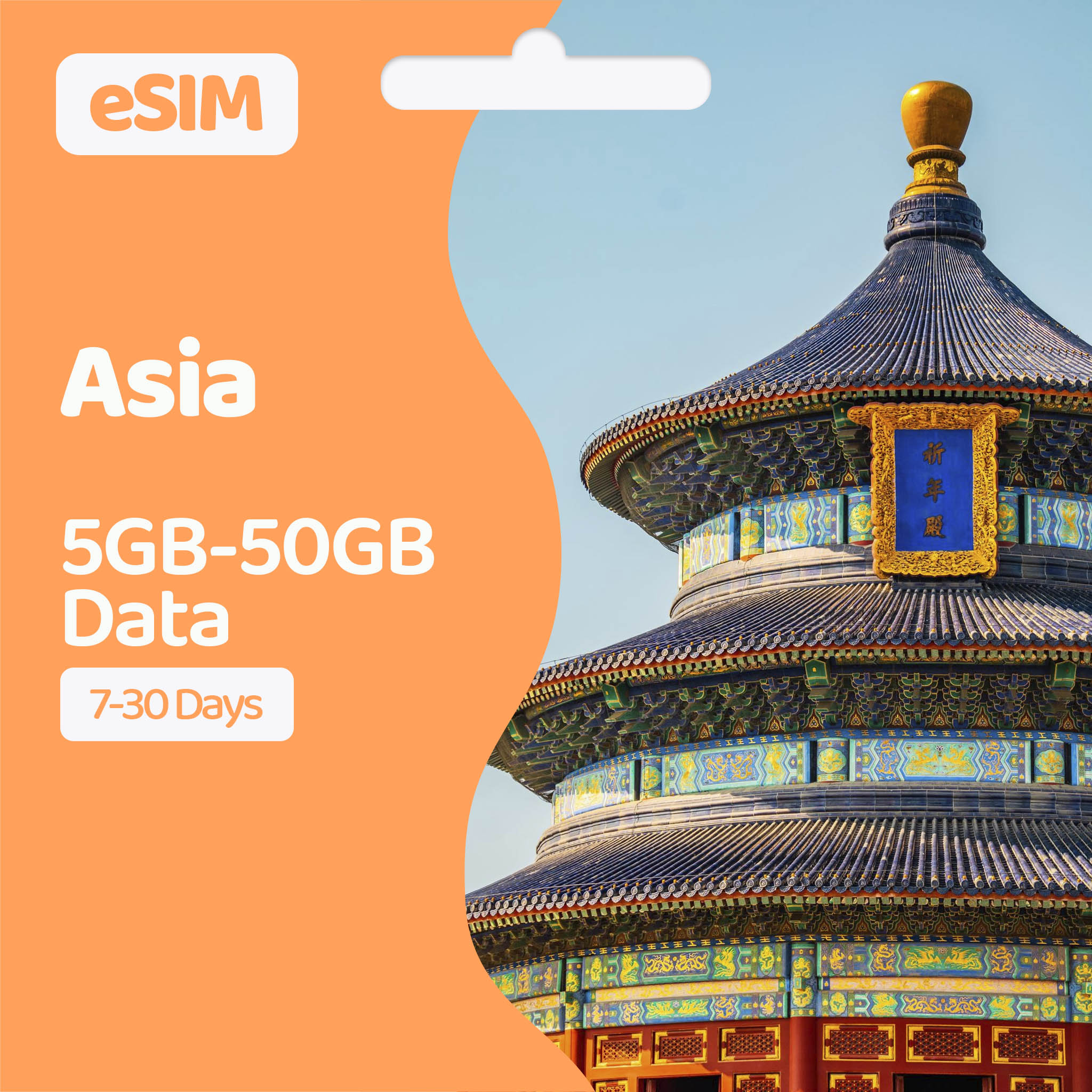 Asia eSIM for Tourists Up to 50GB Data – Prepaid SIMs