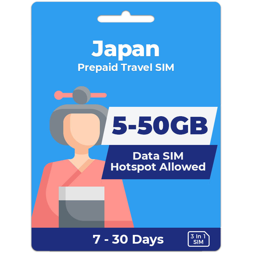 Japan SIM Card for Tourist | Valid up t0 30 Days | 5GB-50GB Data