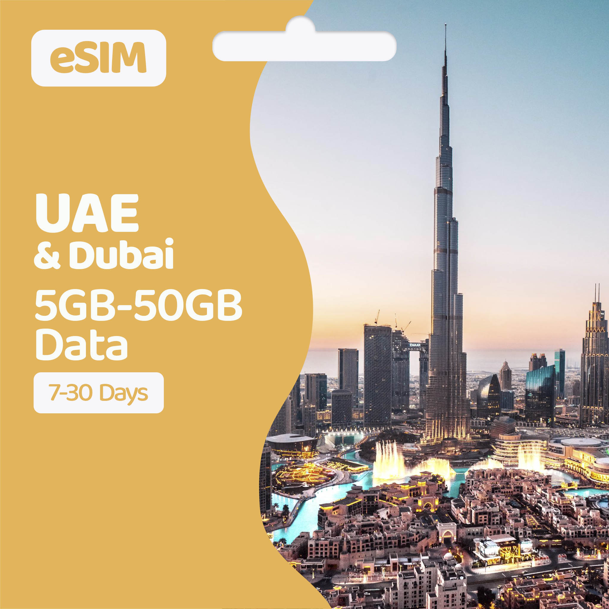 UAE & Dubai eSIM for Tourists Up to 50GB Data – Prepaid SIMs