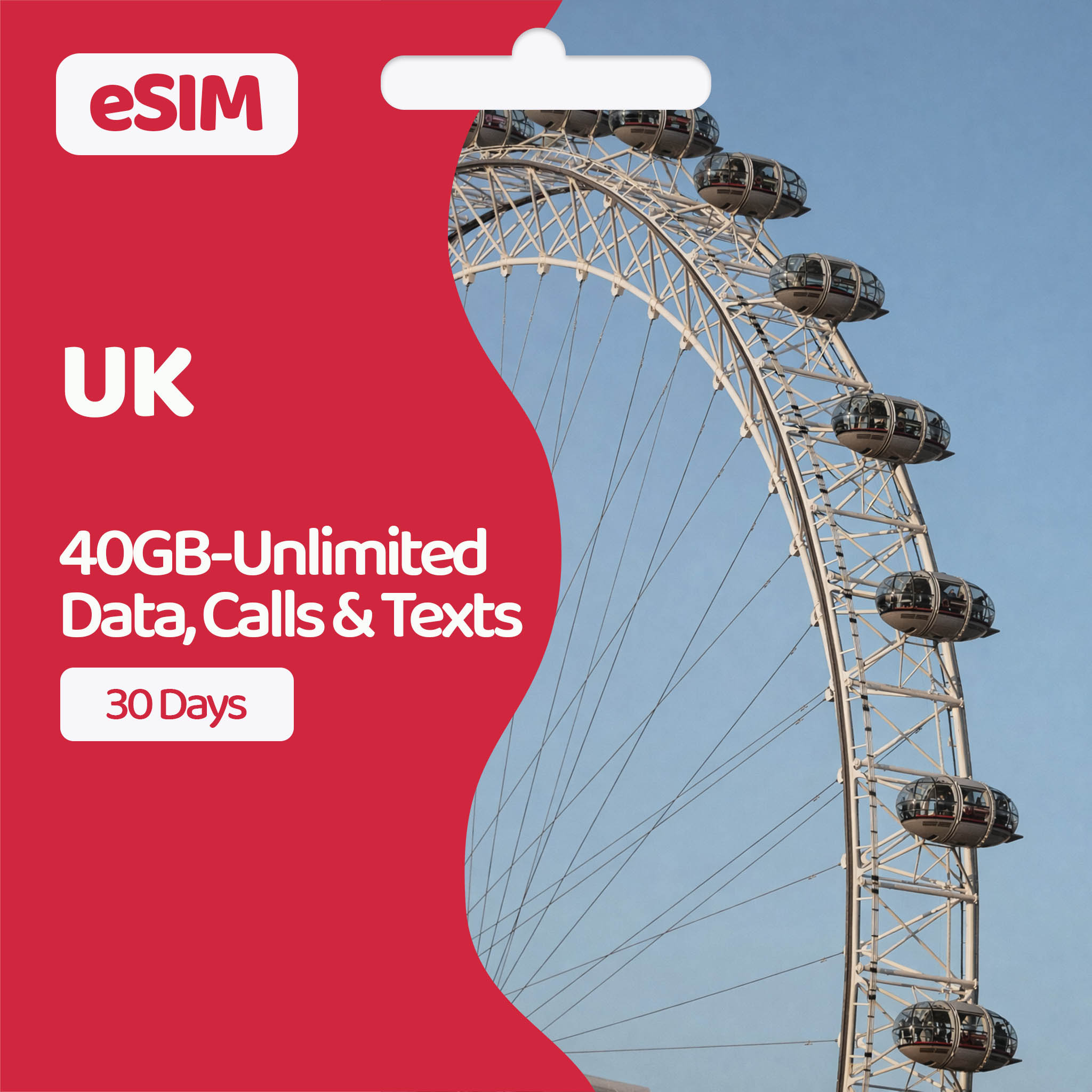 UK eSIM | 40GB-Unlimited Data | Calls & Texts – Prepaid SIMs