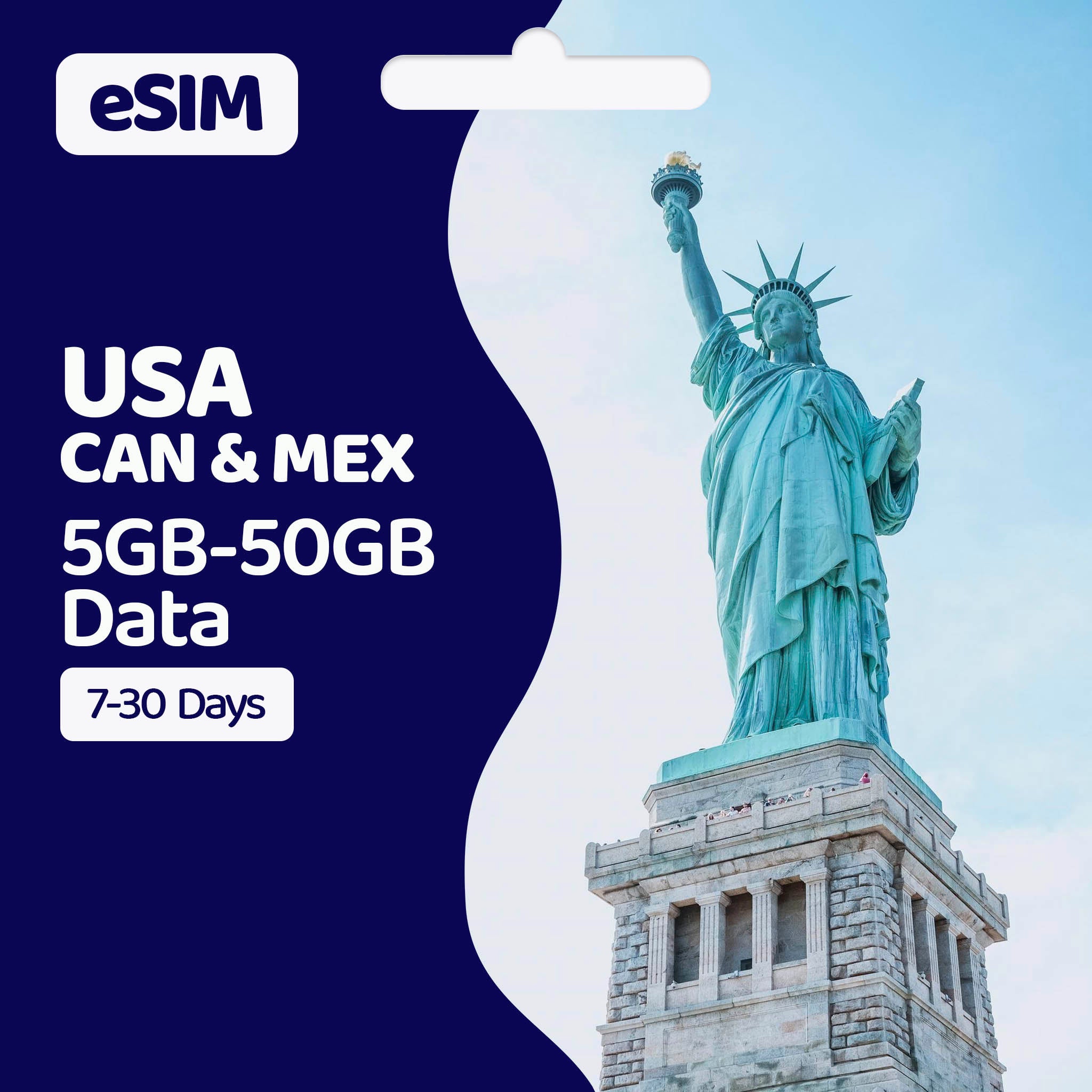 USA & Canada eSIM for Tourists Up to 50GB Data – Prepaid SIMs